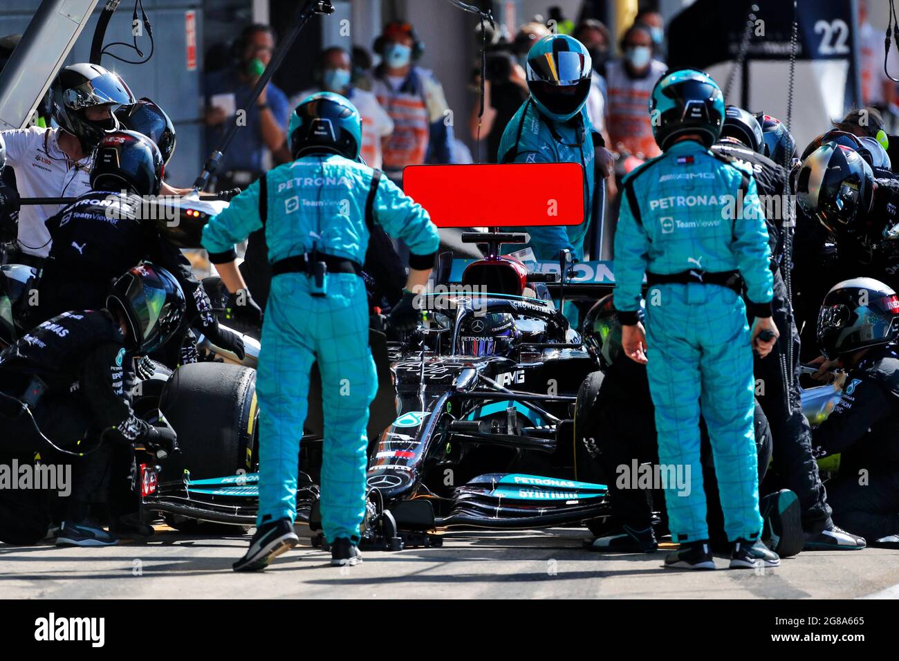 Silverstone, UK. 18th July, 2021. Lewis Hamilton (GBR) Mercedes AMG F1 ...