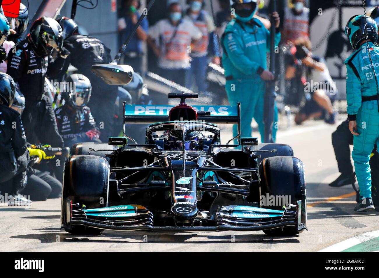 Silverstone, UK. 18th July, 2021. Lewis Hamilton (GBR) Mercedes AMG F1 ...