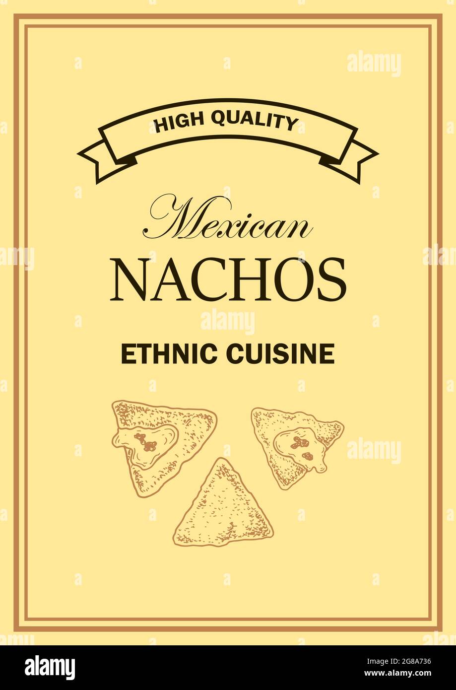 Hand drawn nacho chips design isolated on white background. Vector ...