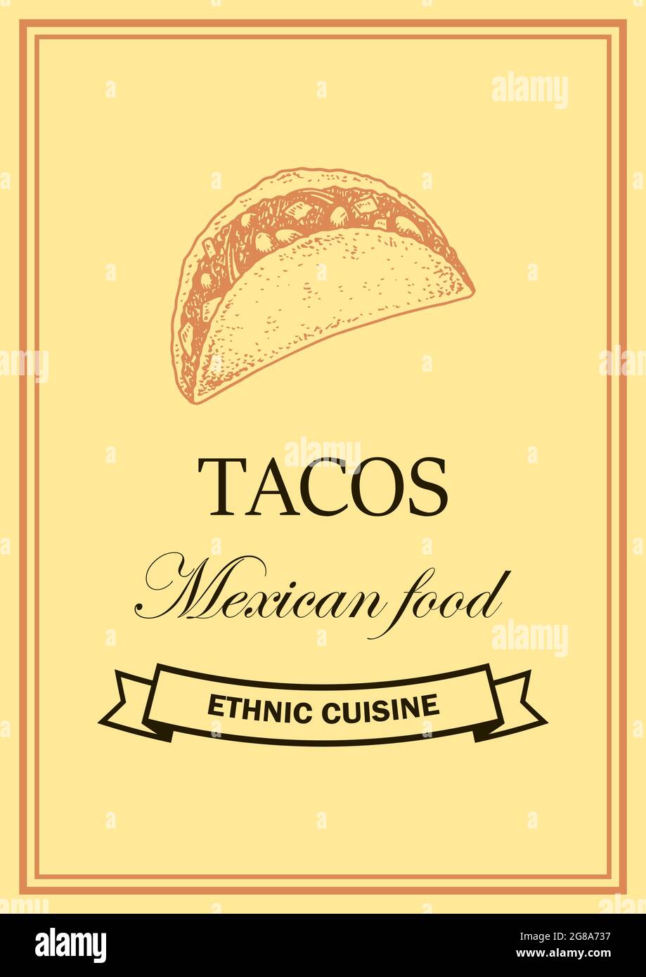 Hand drawn taco design isolated on white background. Vector ...