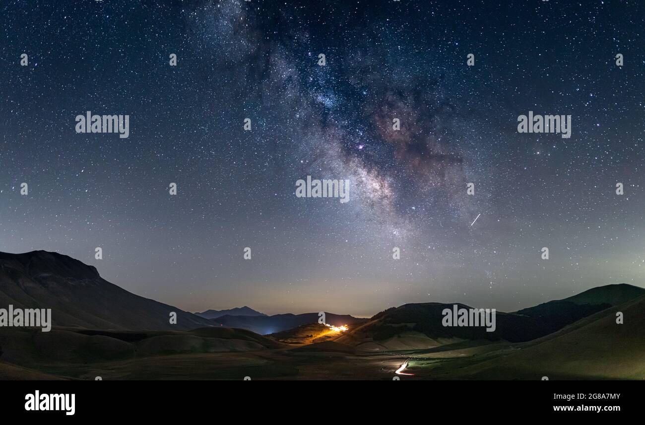 Hills At Night With Stars