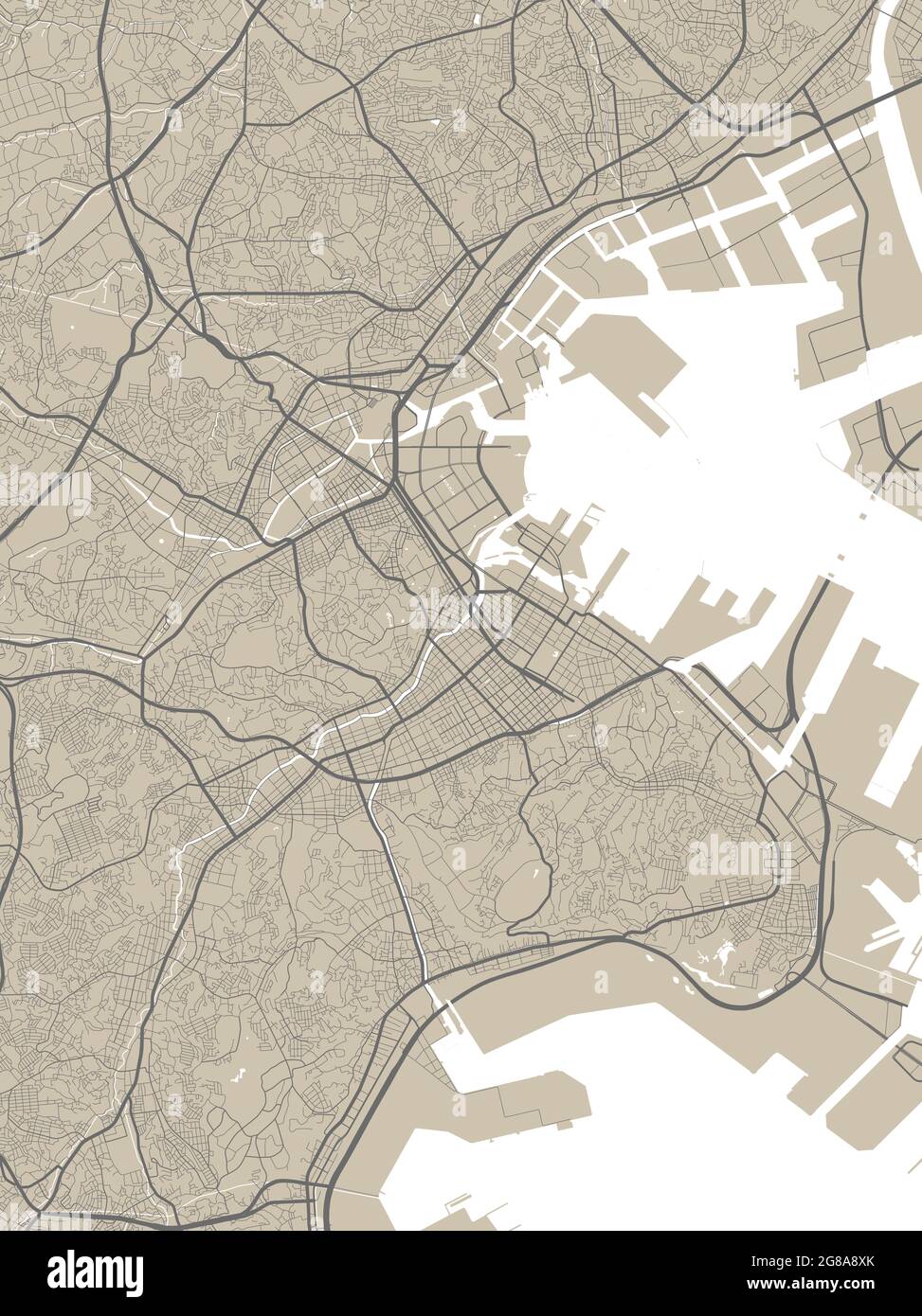Vector map of Yokohama city, Japan, State of Japan. Street map poster ...