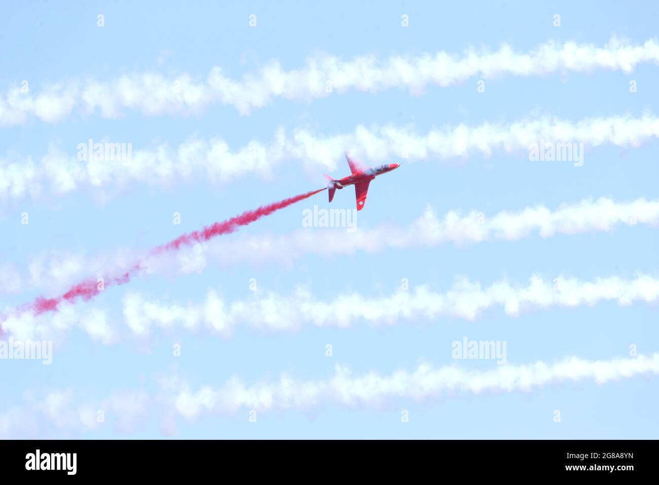 The Red Arrows fly over the track ahead of the British Grand Prix at ...