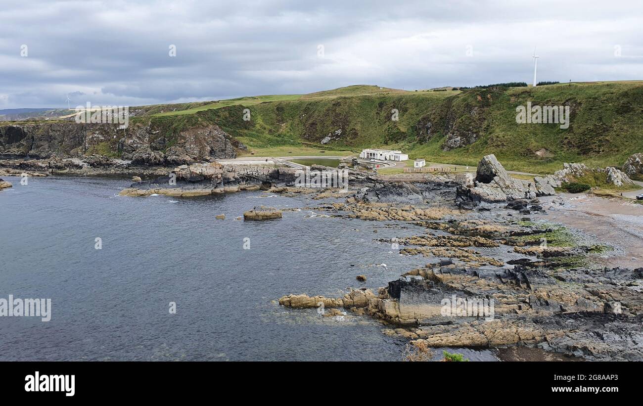 Derelict outdoor swimming pool at Tarlair, Banff, Scotland Stock Photo ...