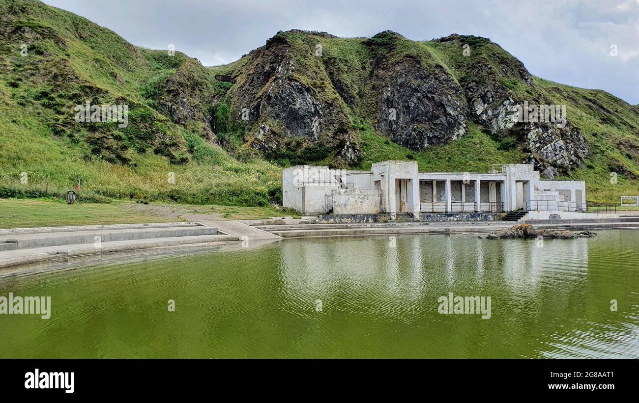Derelict outdoor swimming pool at Tarlair, Banff, Scotland Stock Photo ...