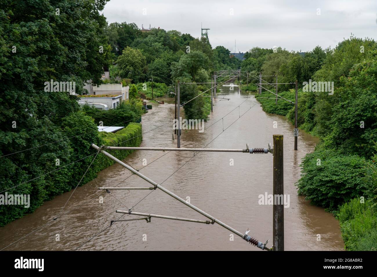 Floods on the Ruhr, after long heavy rains the river came out of its ...