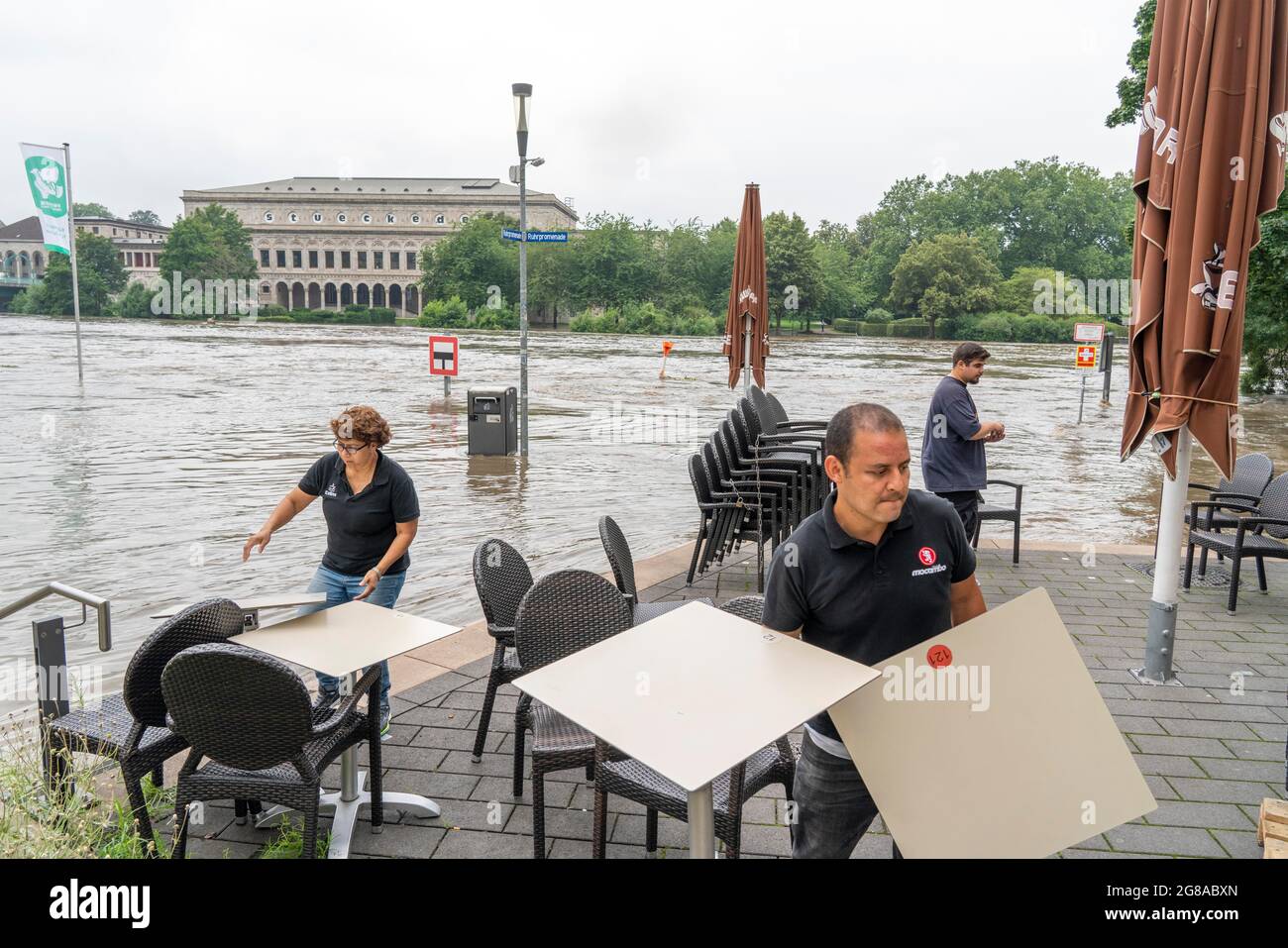 Flooding on the Ruhr, after long heavy rains the river came out of its ...