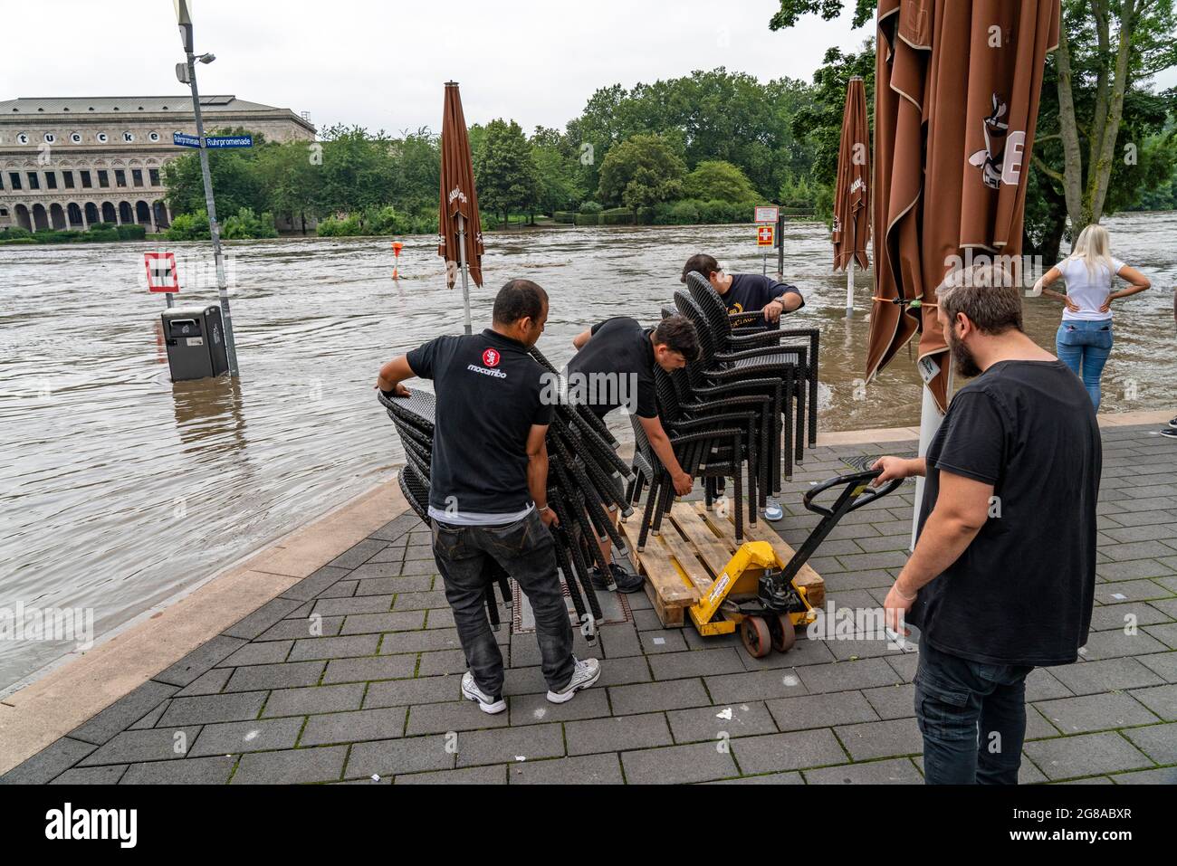Flooding on the Ruhr, after long heavy rains the river came out of its ...