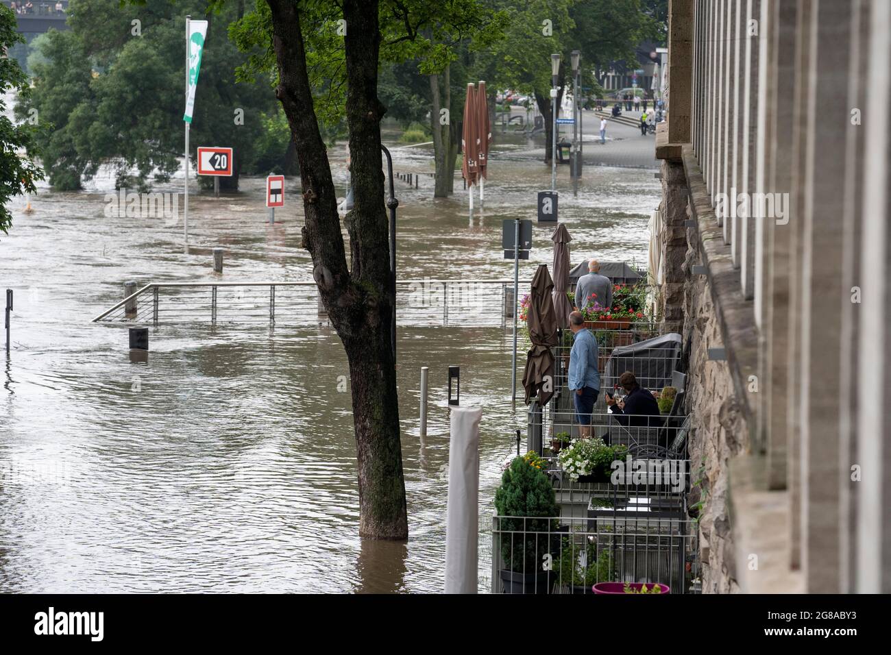 Flooding on the Ruhr, after long heavy rains the river came out of its ...