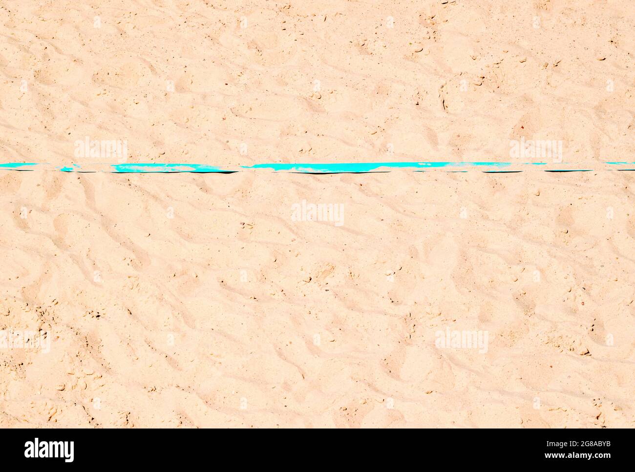 Corner of blue border line in beach volleyball. Professional sport ...