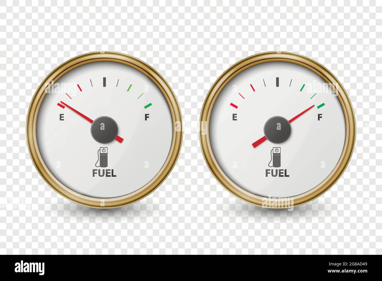 Vector 3d Realistic Golden Circle Gas Fuel Gauge, Oil Level Bar Icon ...