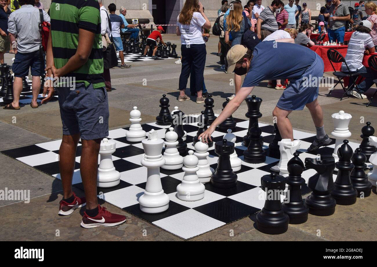 London, United Kingdom. 18th July 2021. Chess Fest at Trafalgar Square ...