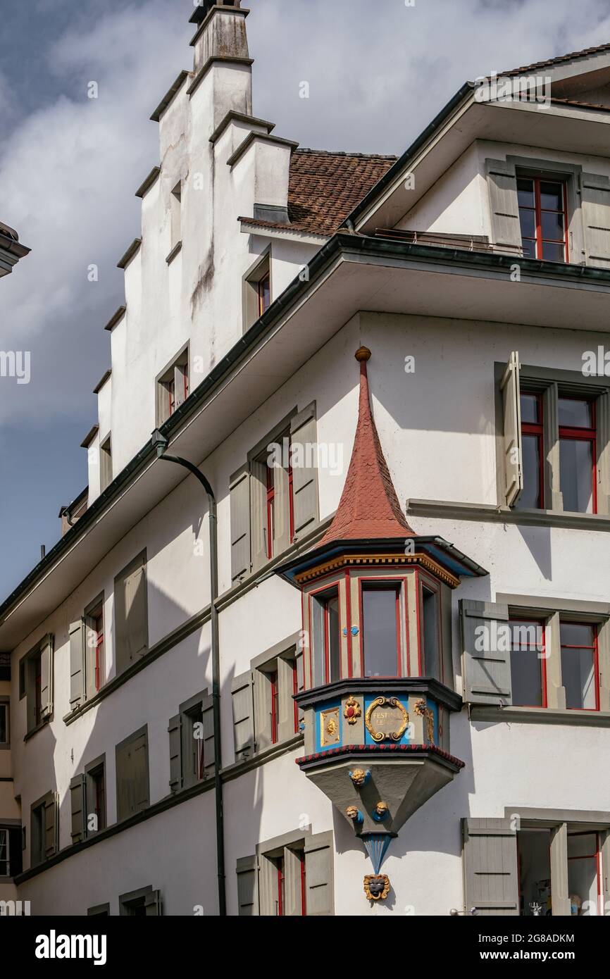 Small Street in the Beautiful historic city center view of Lucerne ...