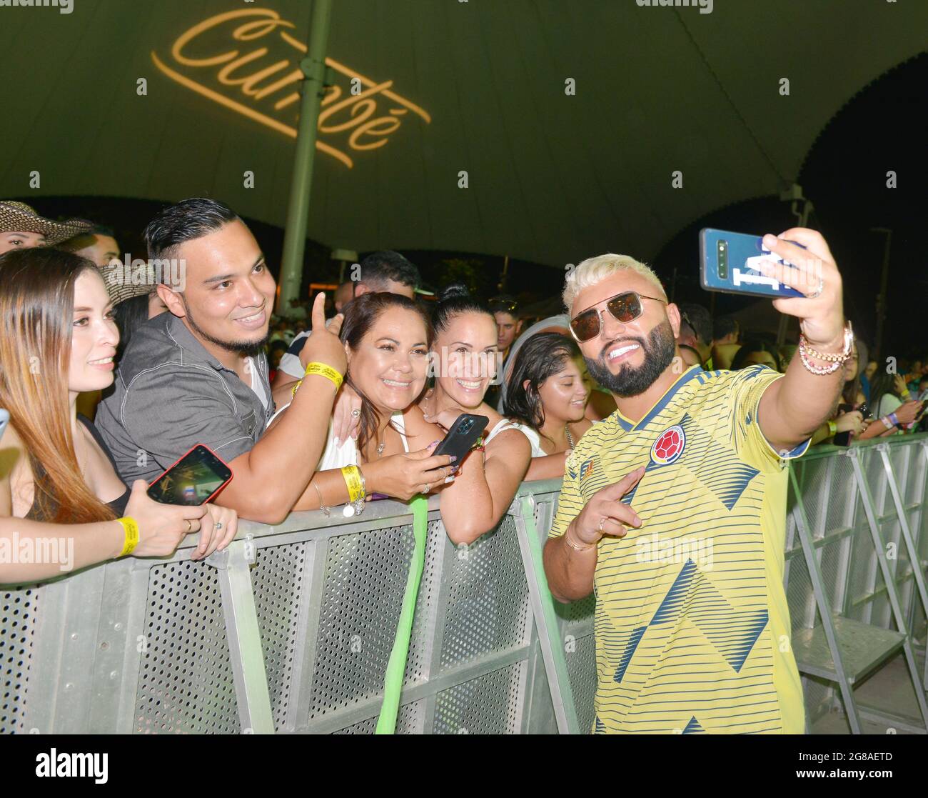 MIRAMAR, FLORIDA - JULY 17: Alex Sensation take selfie with fans during ...