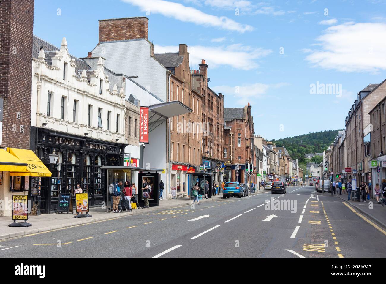 Busy traffic shops shopping main south street city centre perth hi-res ...