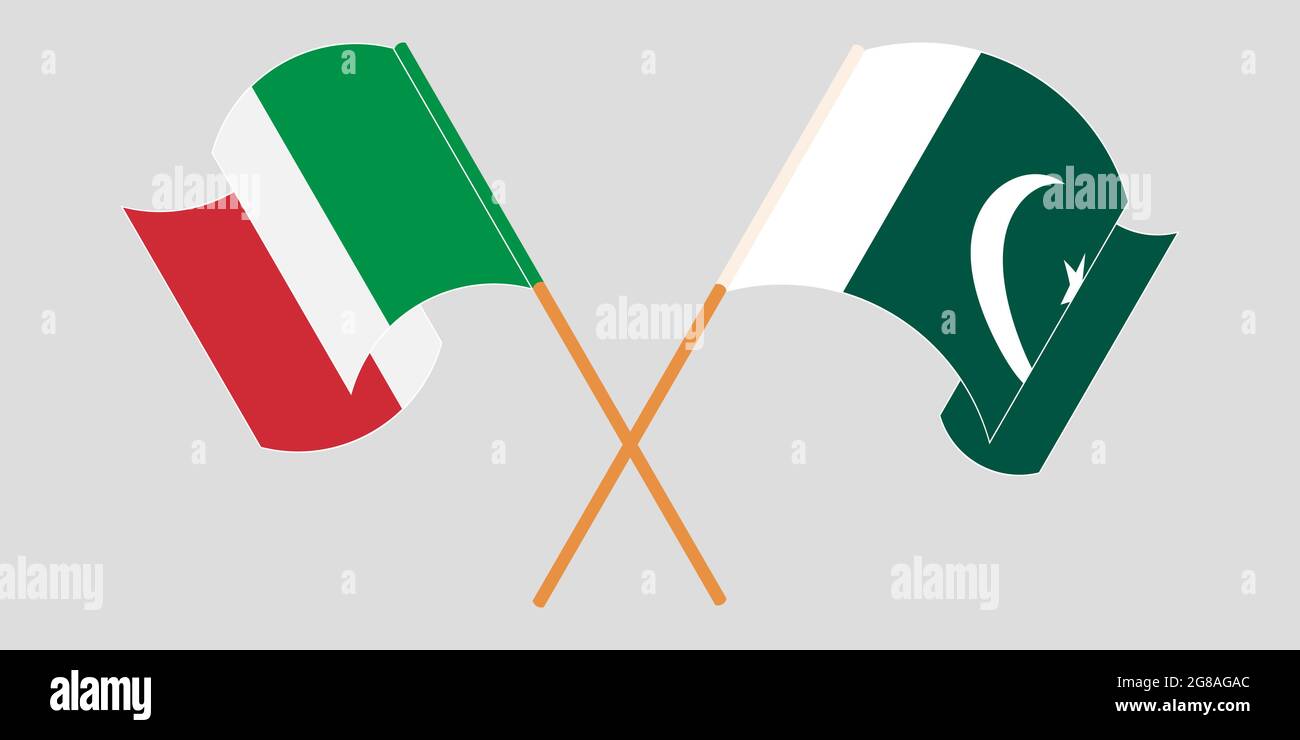 Crossed and waving flags of Pakistan and Italy. Vector illustration ...