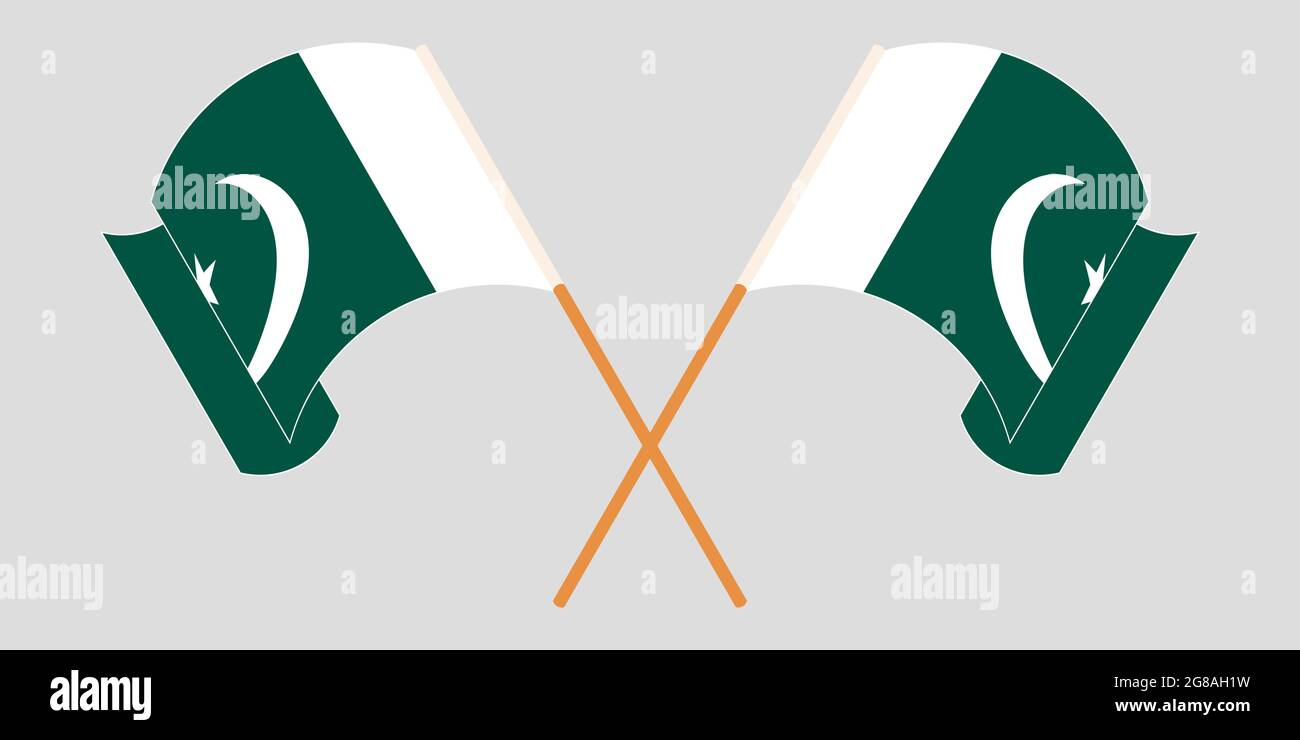 Crossed and waving flags of Pakistan. Vector illustration Stock Vector ...