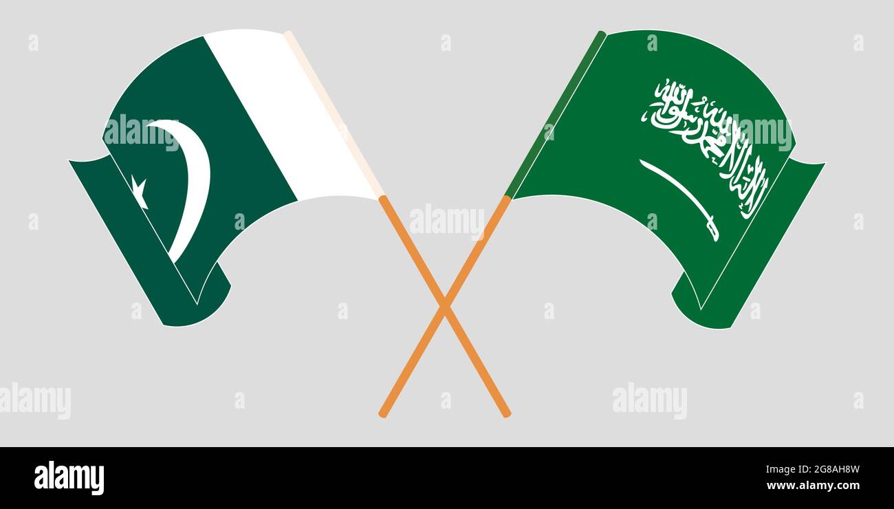 Crossed and waving flags of Pakistan and the Kingdom of Saudi Arabia ... Crossed and waving flags of Pakistan and the Kingdom of Saudi Arabia ...