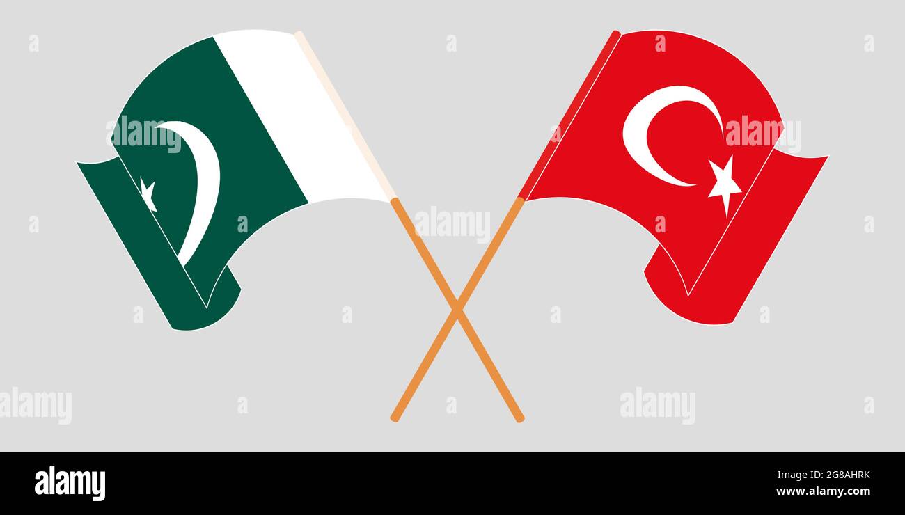 Crossed and waving flags of Pakistan and Turkey. Vector illustration ...
