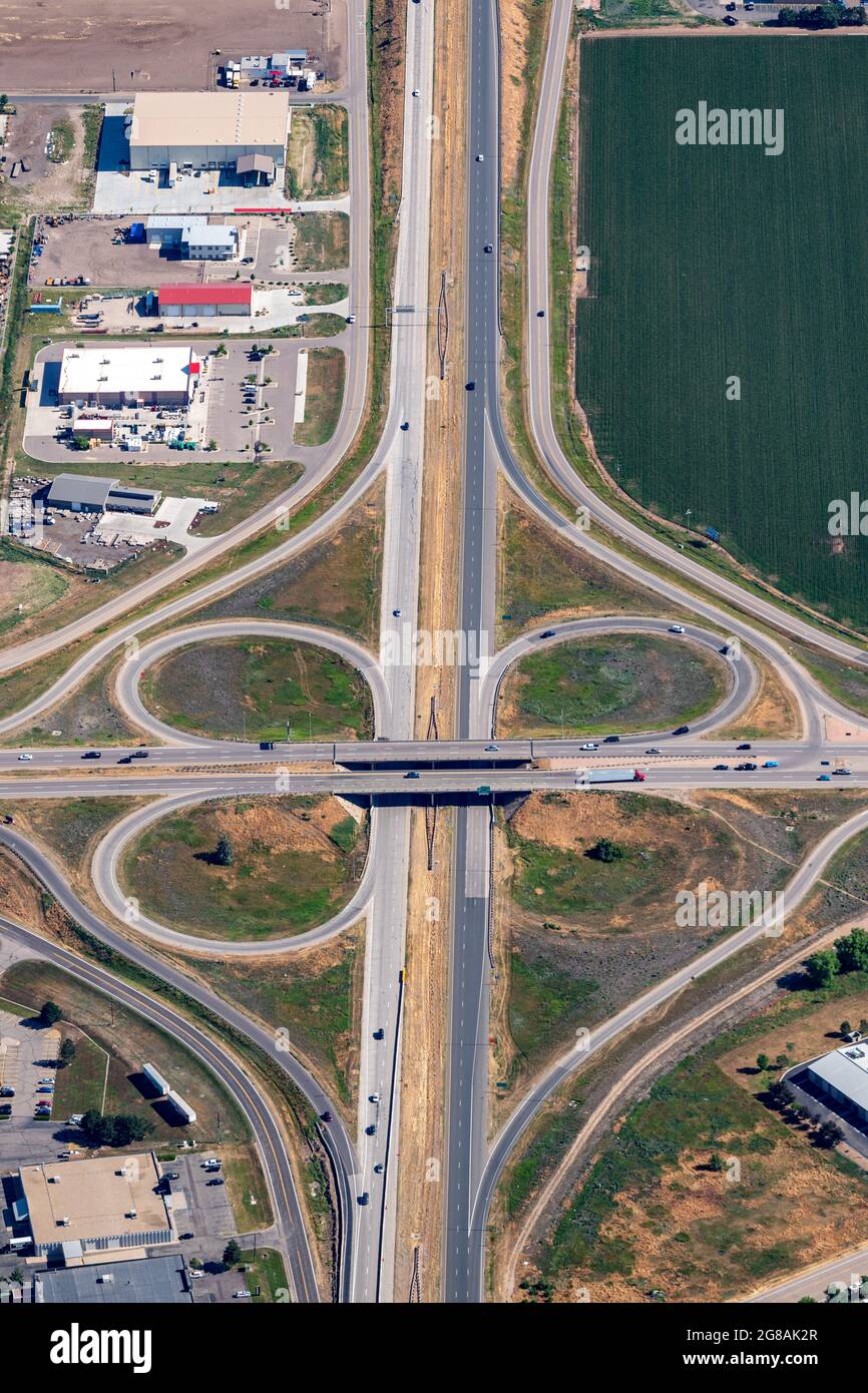 Traffic highway and major intersection with another road Stock Photo ...
