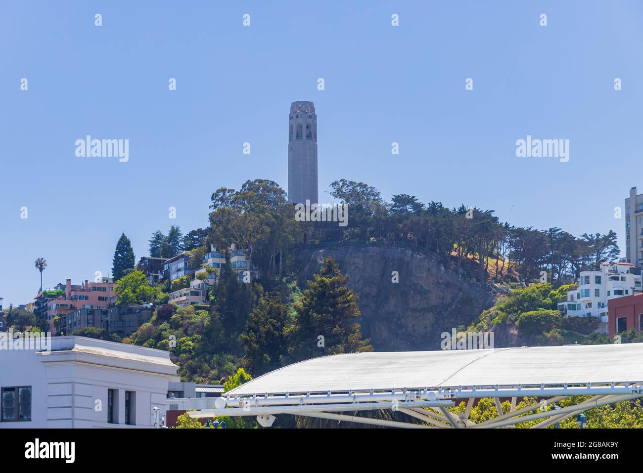 Sunny view of the Coit Tower at San Francisco, California Stock Photo ...