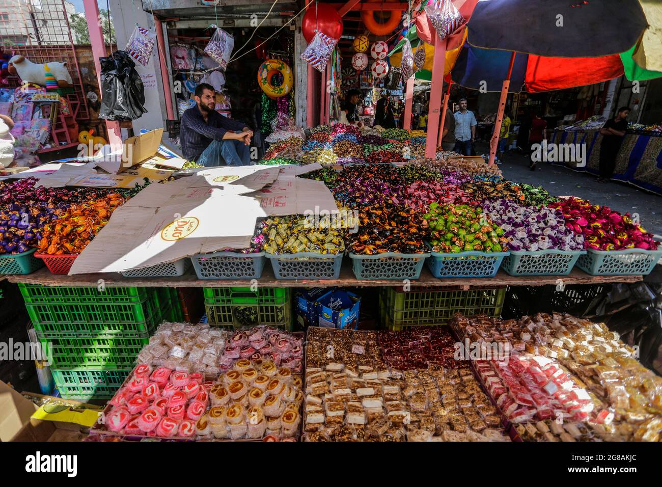 July 18, 2021, Gaza City, The Gaza Strip, Palestine: Palestinians sell ...