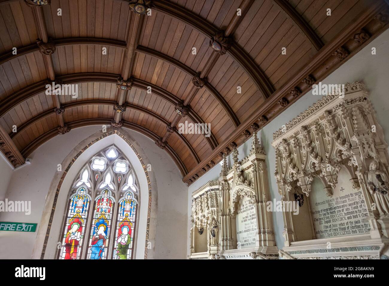 Church interior, Tyneham Village, Dorset, UK; Evacuated in Dec 1943 ...