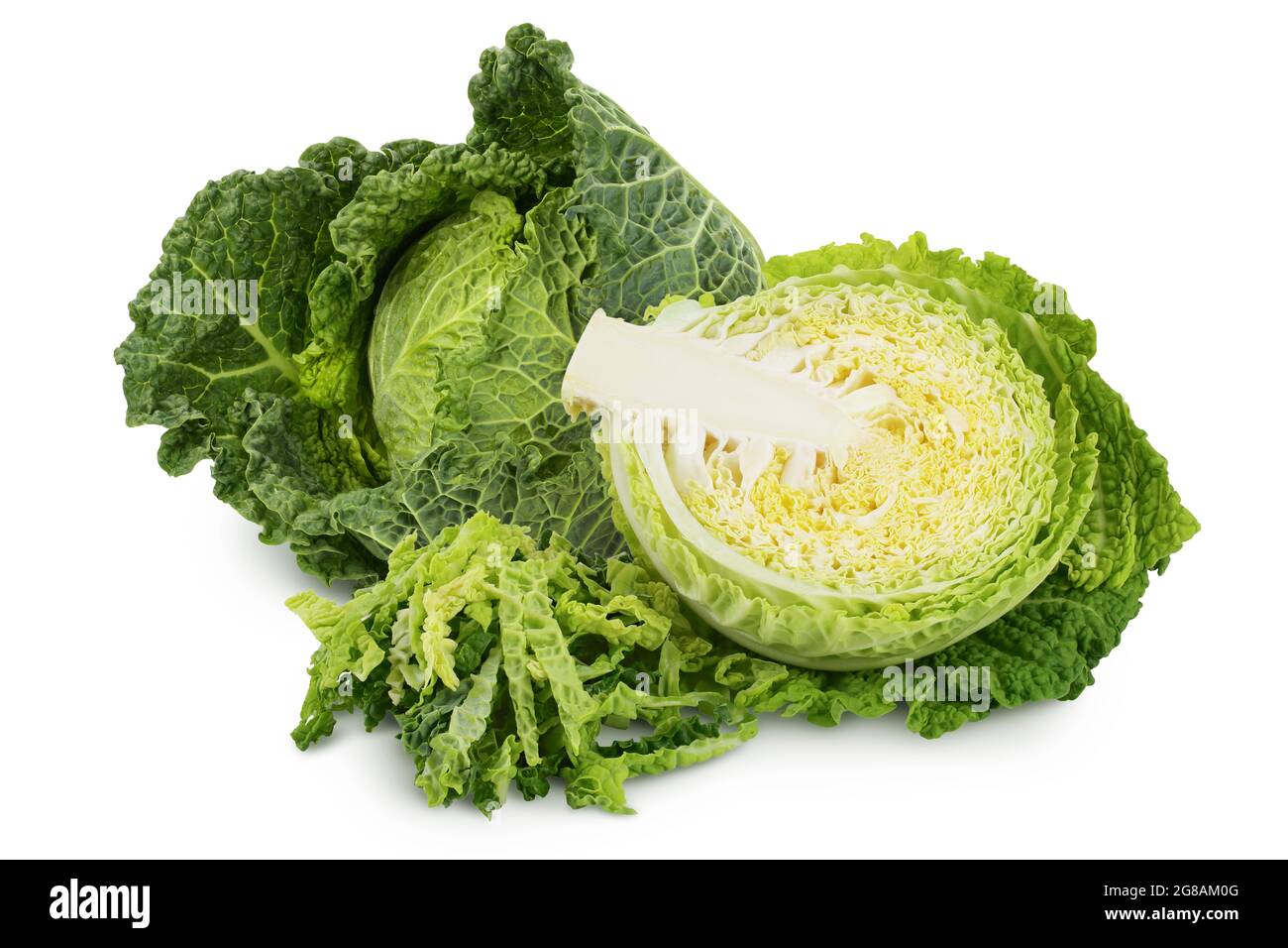 Savoy cabbage half isolated on white background with clipping path and ...