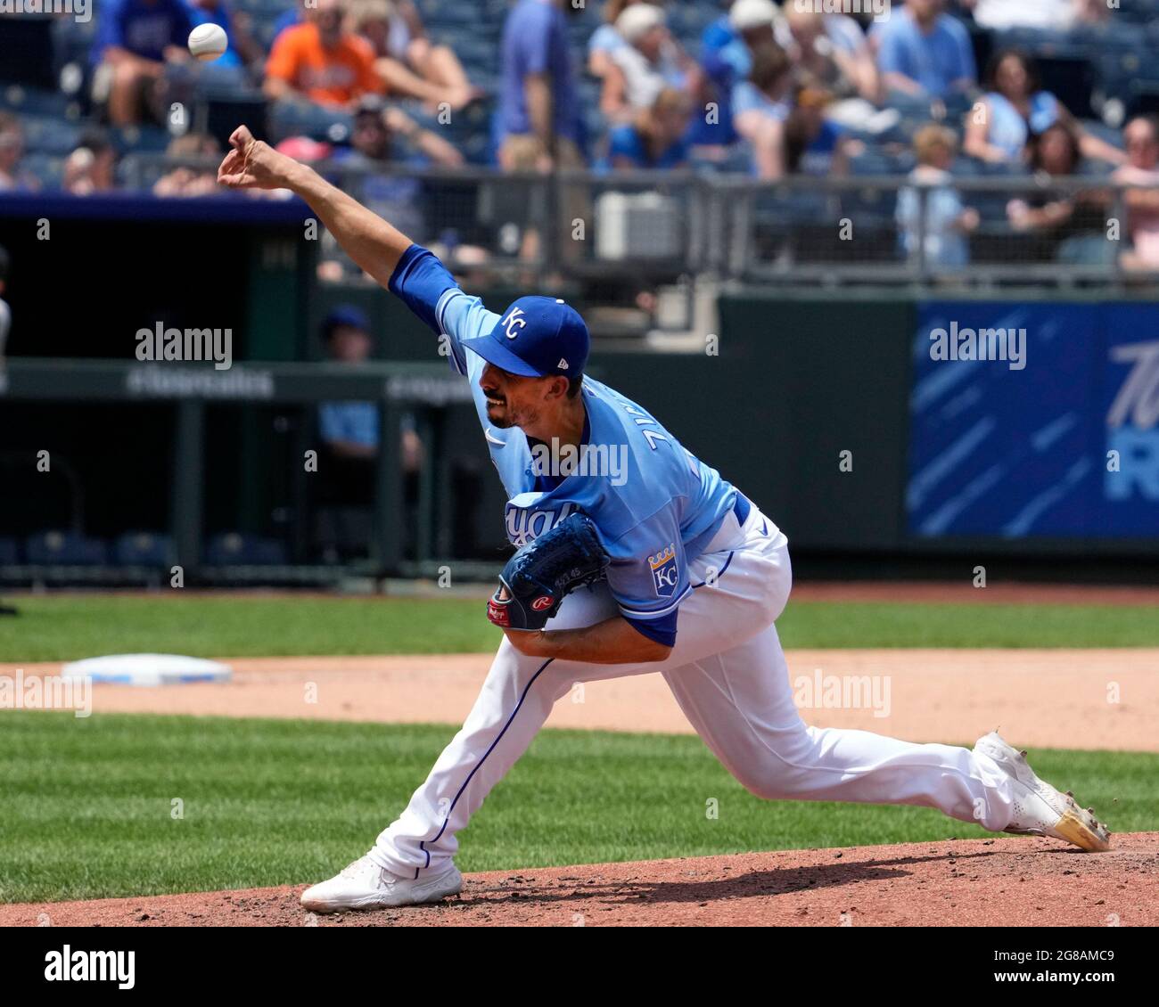 Kansas City, MO, USA. 18th July, 2021. Kansas City Royals Kyle Zimmer ...
