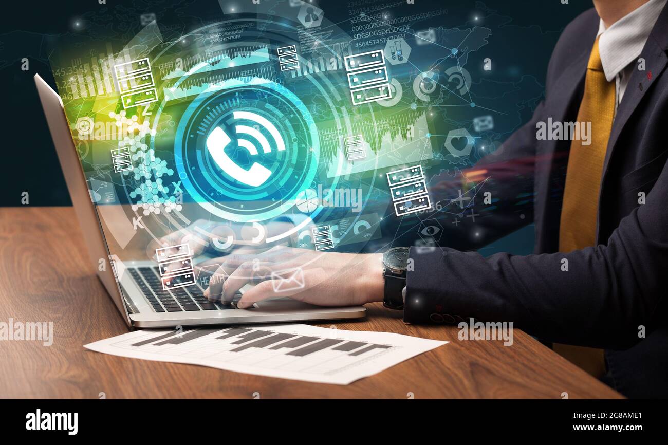 Business hand typing on a modern laptop Stock Photo - Alamy