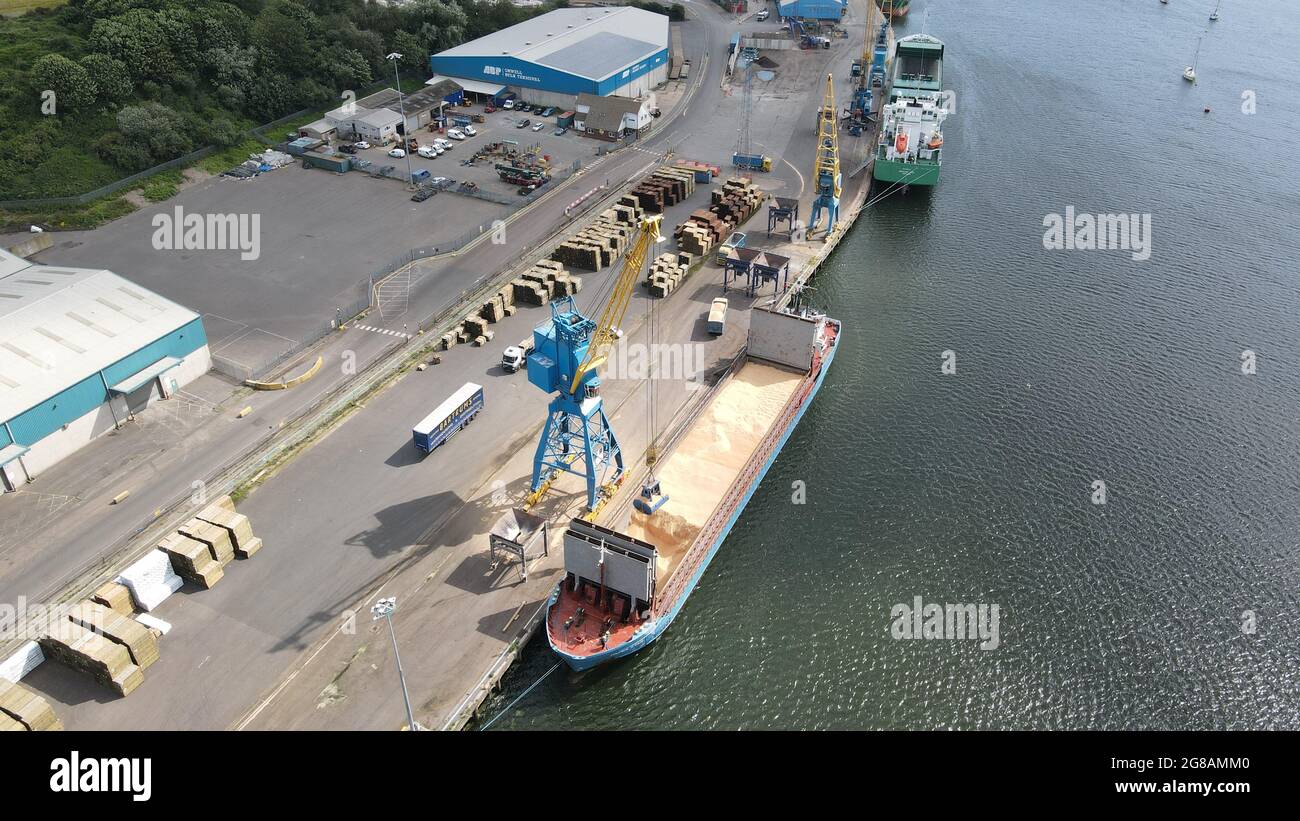 Port of Ipswich ships loading and unloading Aerial image Stock Photo ...