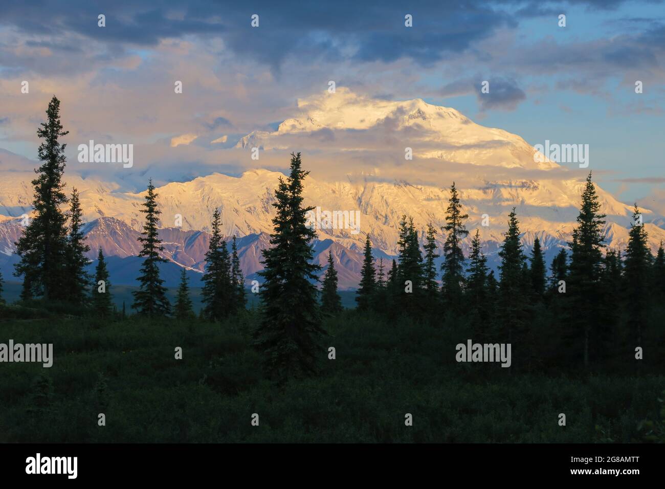 Mount Denali, the highest peak in North America on summer solstice ...