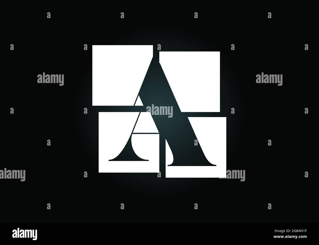 Initial A monogram letter alphabet made of four squares. Font emblem ...