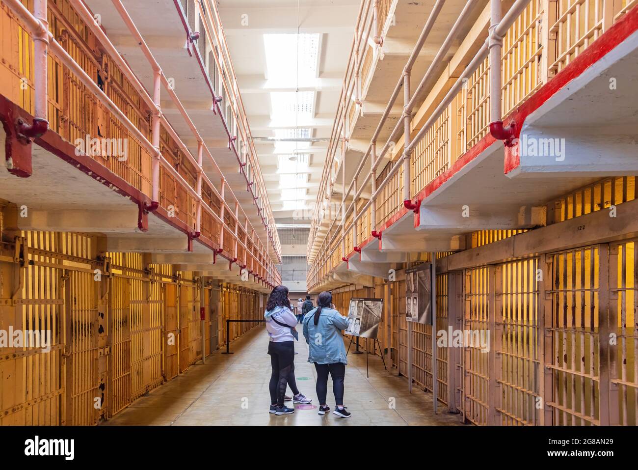 Interior view of the cell house of Alcatraz island at California Stock ...