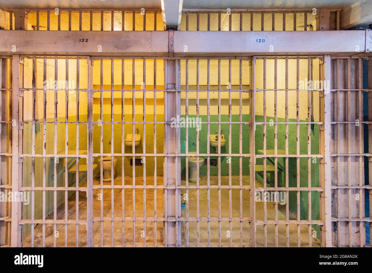 Interior view of the cell house of Alcatraz island at California Stock ...