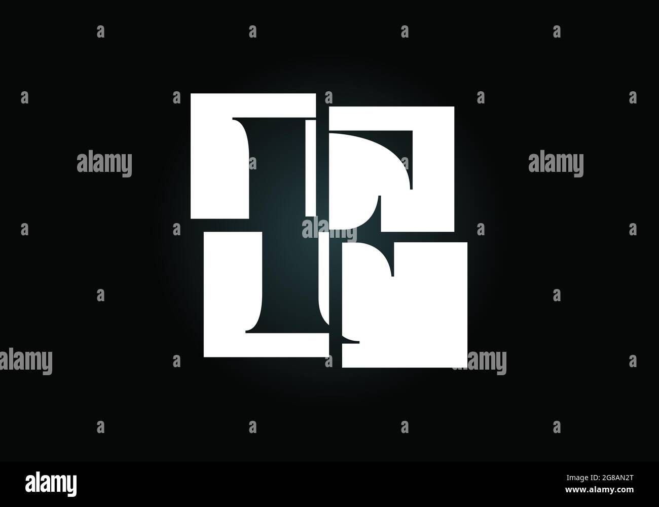 Initial F monogram letter alphabet made of four squares. Font emblem ...