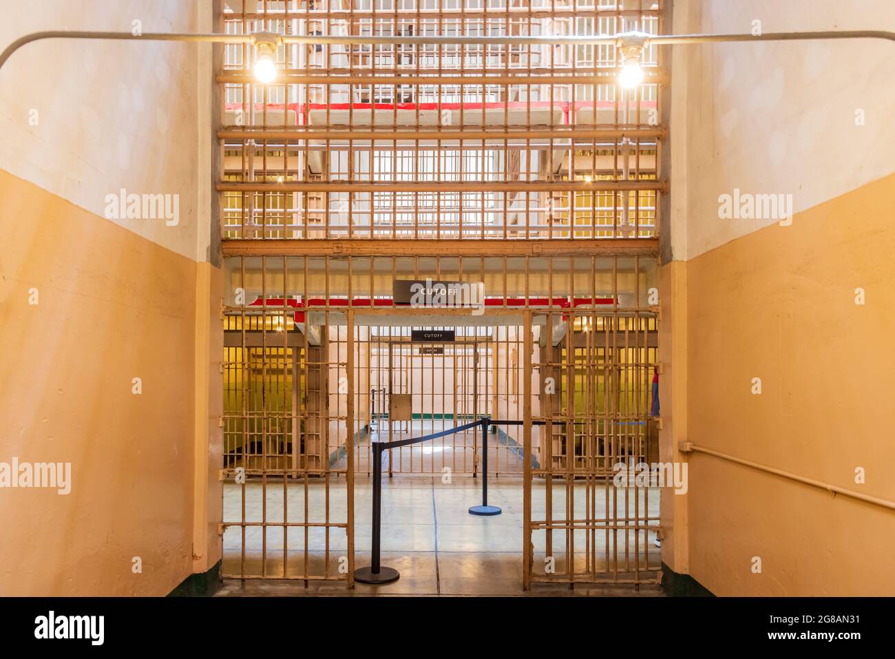 Interior view of the cell house of Alcatraz island at California Stock ...