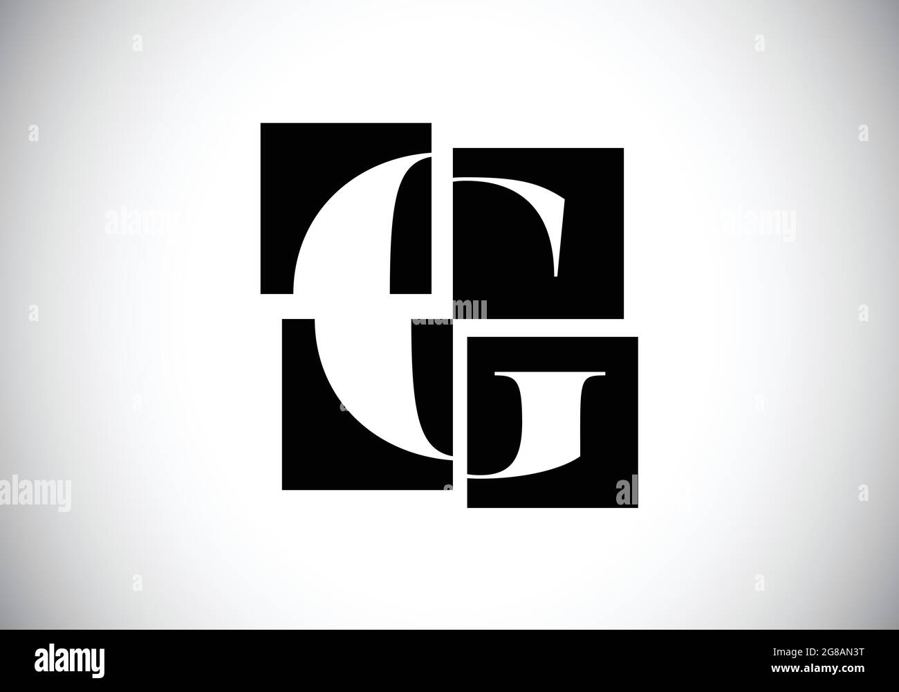 Initial G monogram letter alphabet made of four squares. Font emblem ...