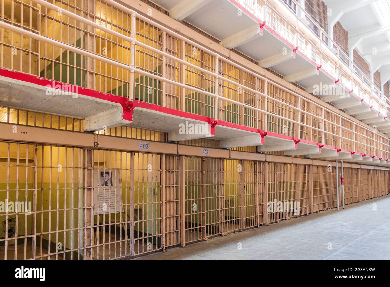 Interior view of the cell house of Alcatraz island at California Stock ...