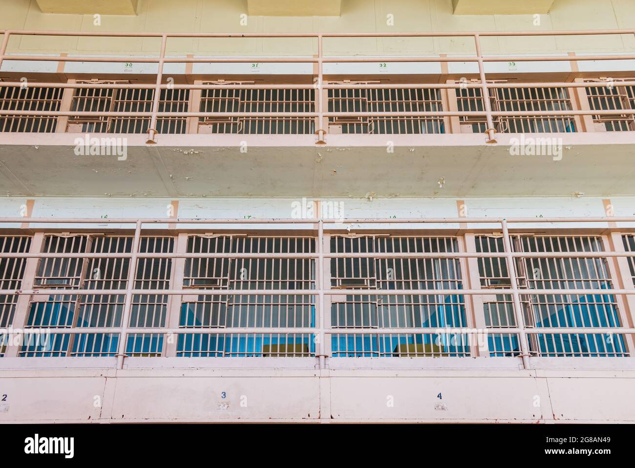 Interior view of the cell house of Alcatraz island at California Stock ...