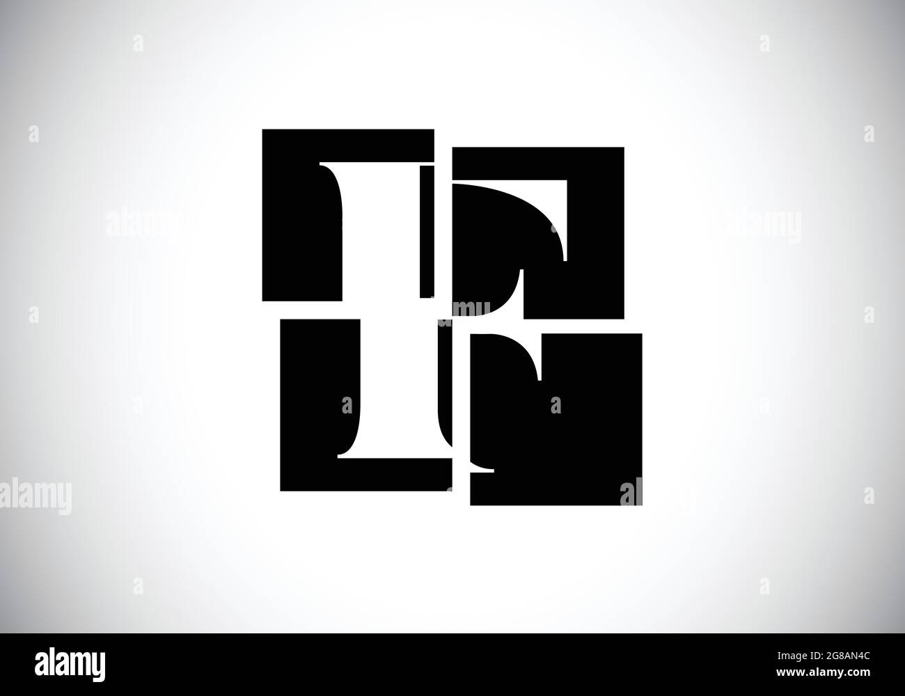 Initial F monogram letter alphabet made of four squares. Font emblem ...