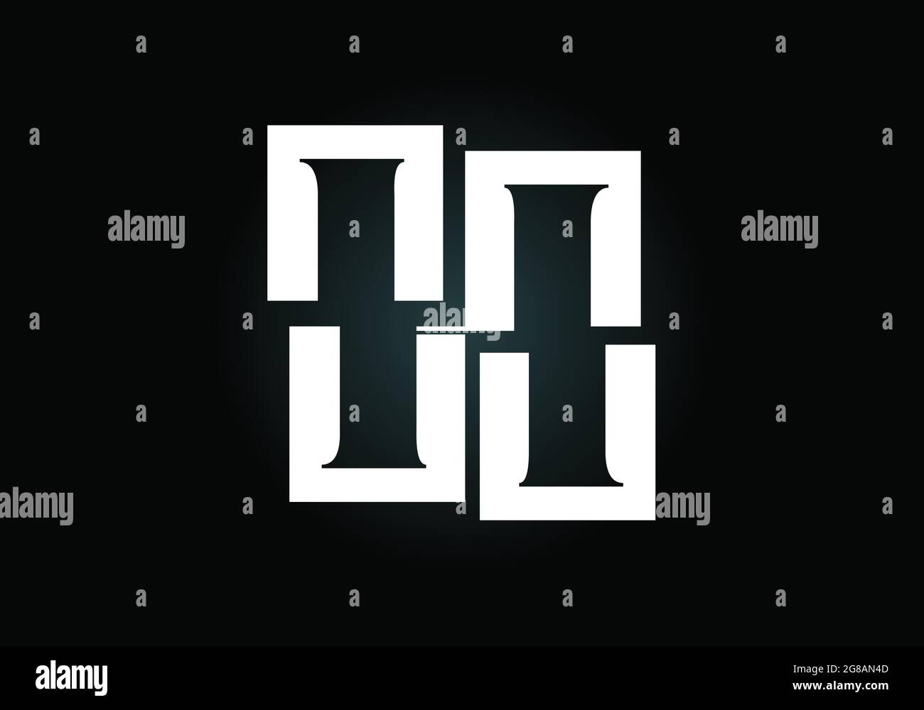 Initial H monogram letter alphabet made of four squares. Font emblem ...