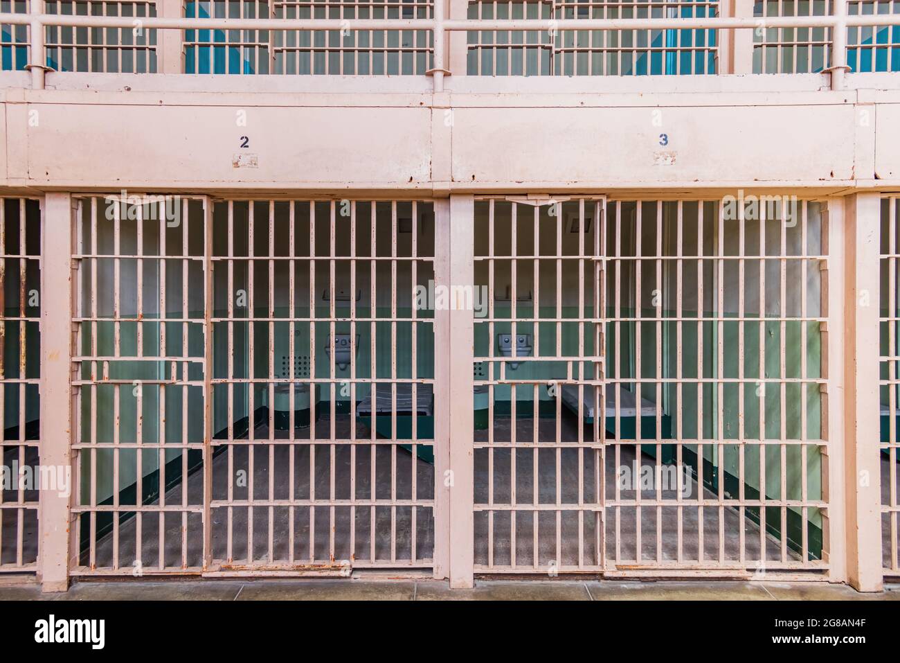 Interior view of the cell house of Alcatraz island at California Stock ...