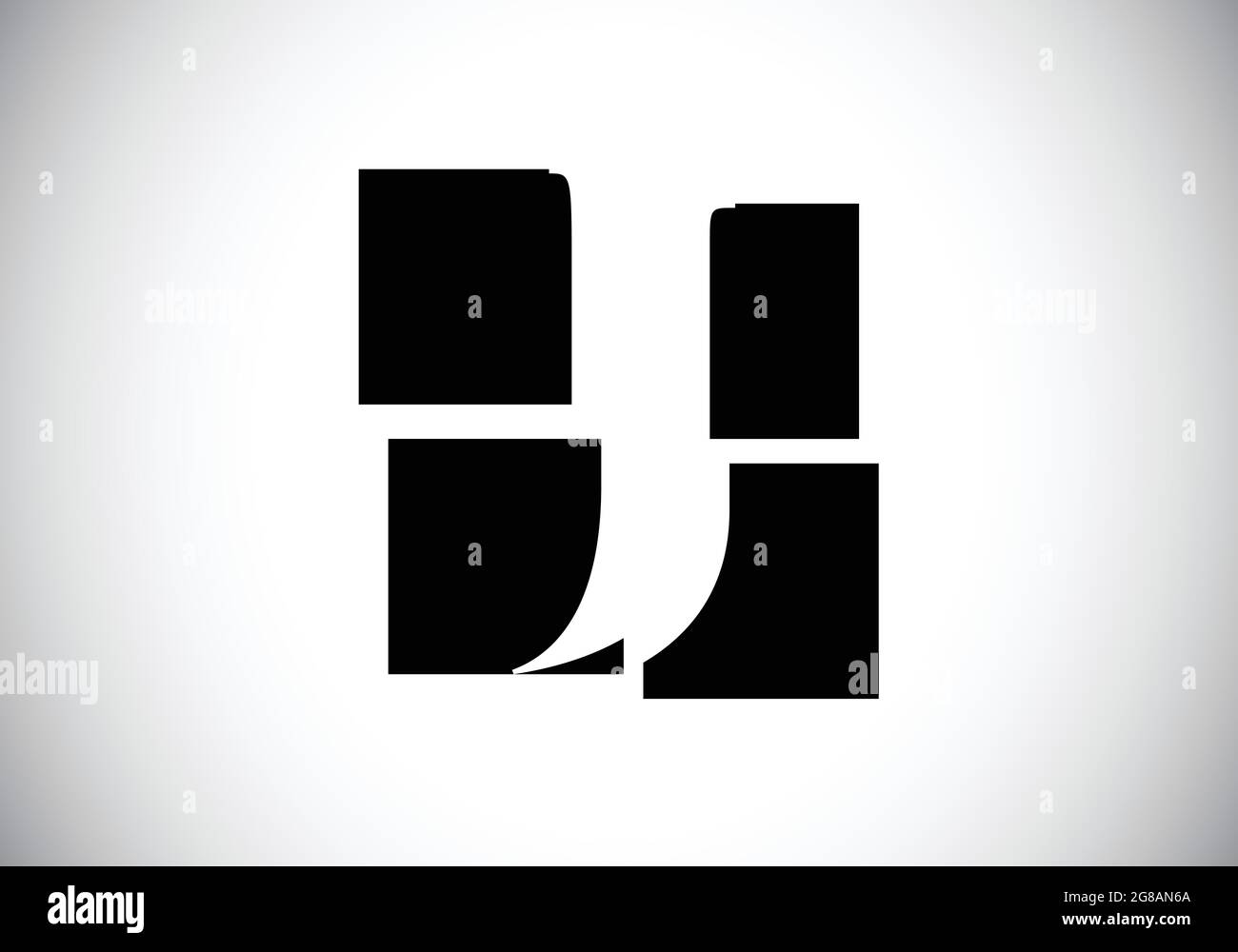 Initial J monogram letter alphabet made of four squares. Font emblem ...