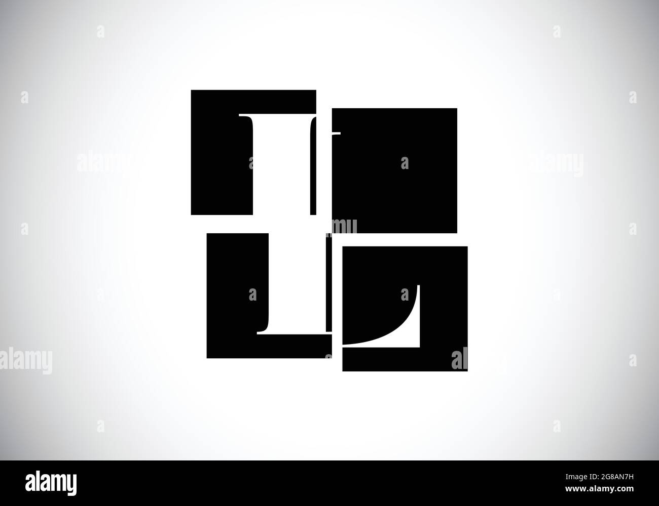 Initial L monogram letter alphabet made of four squares. Font emblem ...