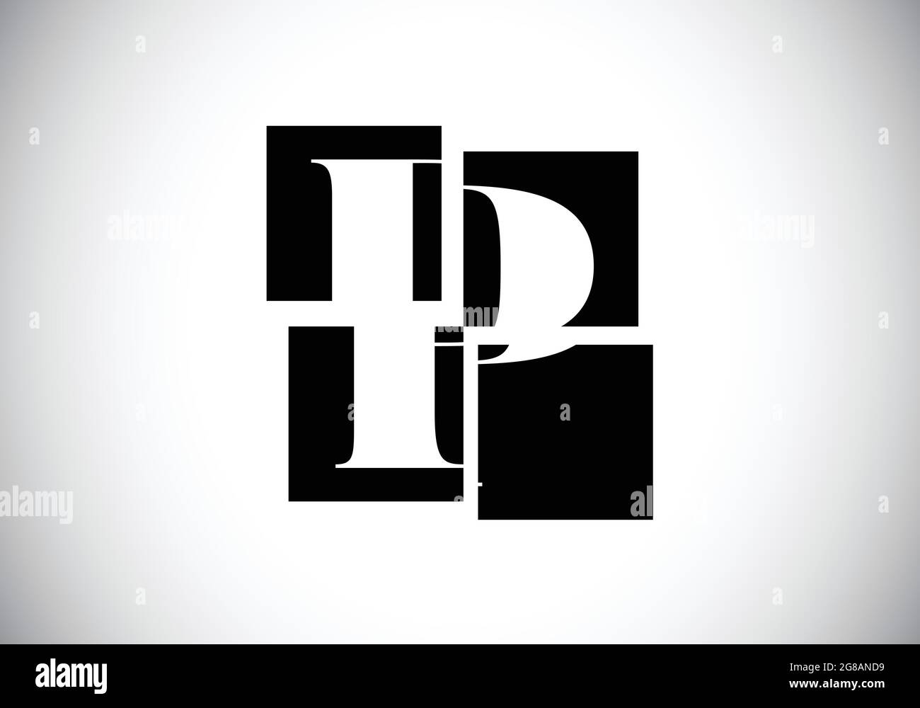 Initial P monogram letter alphabet made of four squares. Font emblem ...