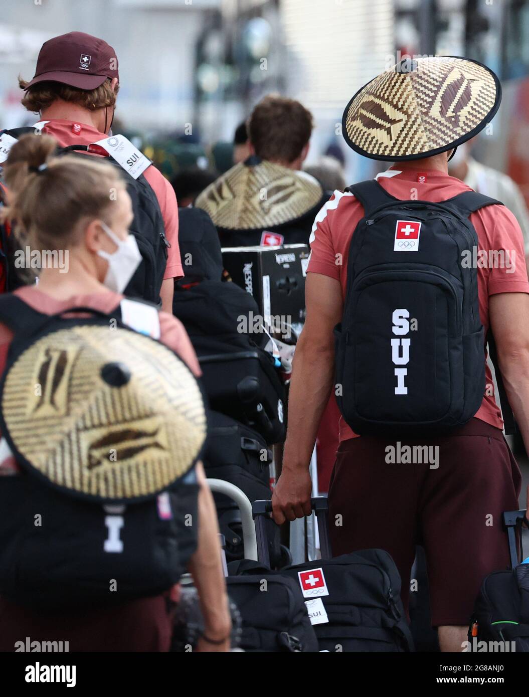 19th July, 2021. Swiss athletes arrive at Olympic village in Tokyo ...