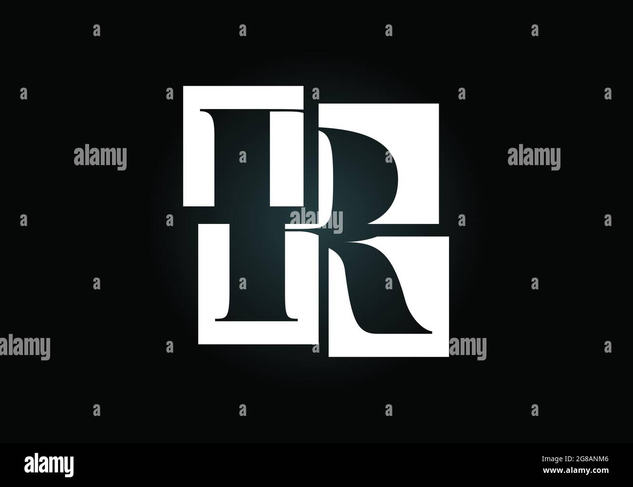 Initial R monogram letter alphabet made of four squares. Font emblem ...