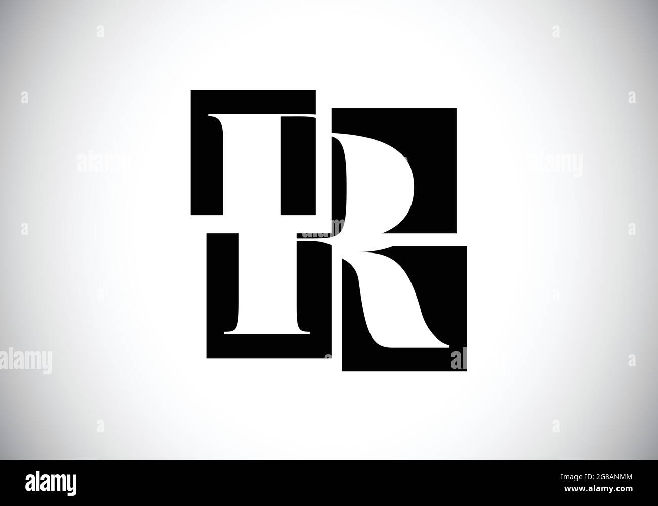 Initial R monogram letter alphabet made of four squares. Font emblem ...