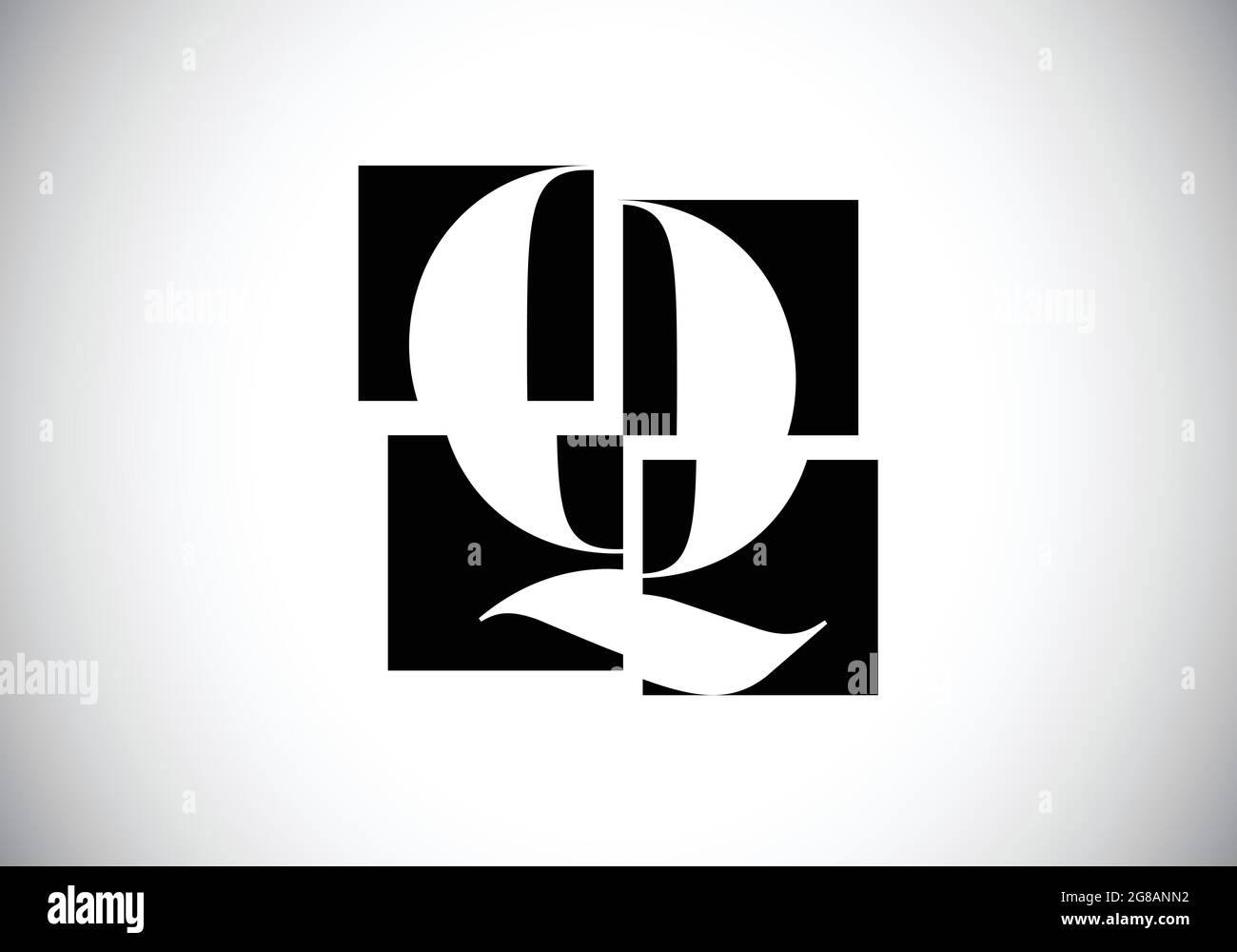 Initial Q monogram letter alphabet made of four squares. Font emblem ...